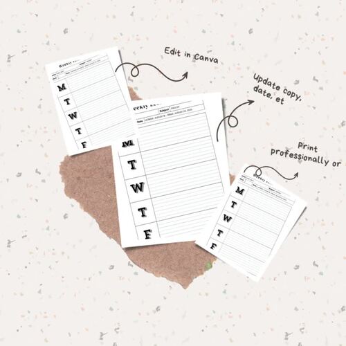 Editable Weekly Lesson Plan Template | Minimalist Teacher Planner Page ...