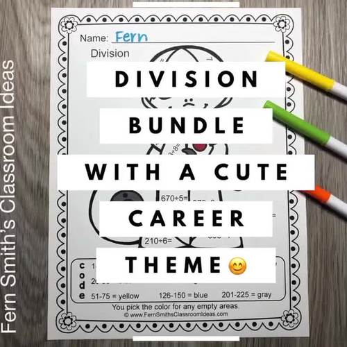 Color By Number 3-Digit Dividend by 1-Digit Divisor Division Bundle