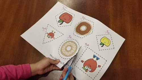 Shapes Cutting Practice with Scissors Kindergarten – Happy Apples Themed