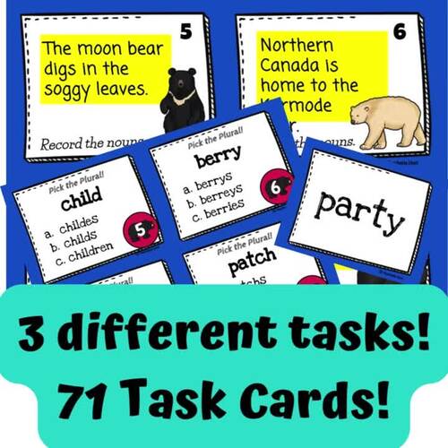 PLURAL Noun Task Cards BUNDLE Anchor Posters & Assessment Regular Irregular