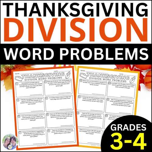 Thanksgiving Division Word Problems Worksheets Packet - Division Math ...