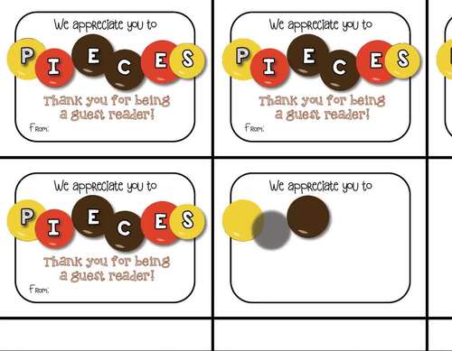 Reeses Pieces Guest Reader Appreciation Gift Tag-I (We) appreciate you ...