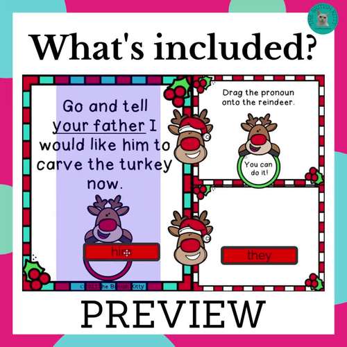 Christmas Reindeer Pronouns Boom Cards™ by The British Kitty | TpT