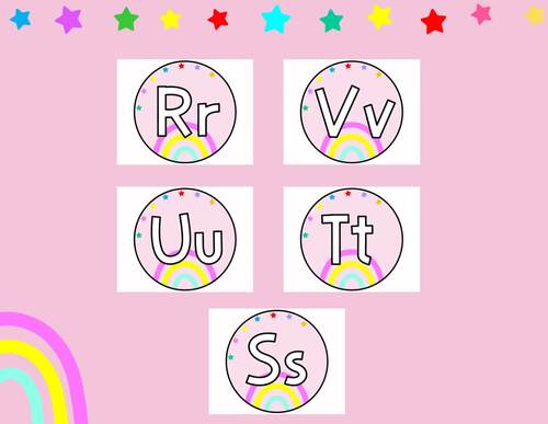 Printable Colorful Alphabets Flash cards, Round Word Wall Alphabet Letters