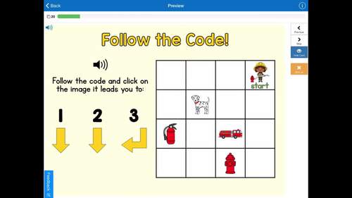 Firefighter Directional Coding Activities Digital Task Cards with Boom ...