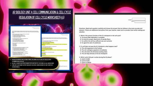 AP Biology UNIT 4 Cell Communication 4.6 Regulation of Cell Cycle Worksheet