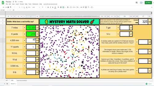 Cinco de Mayo - Measurement - 6th Grade - Digital Math Activity - Pixel Art