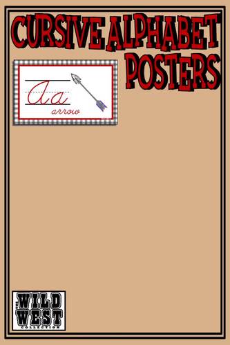 CURSIVE ALPHABET POSTERS Wild West Theme Classroom Decor Handwriting
