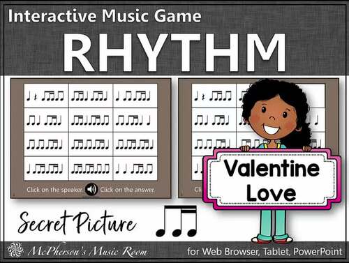 Valentine's Day Music Interactive Rhythm Game 1 Eighth 2 Sixteenths {Love}