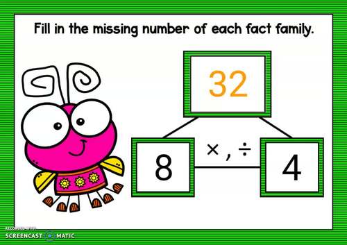 Number Bonds Fact Family Table of 4 Boom Cards™ Distance Learning