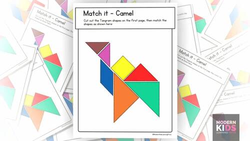 Camel Tangram - Geometric Math Printable Puzzle Activities | TPT