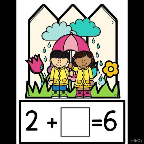 Spring Themed: Addition within 10 Facts {Parts of 6} Flash Cards
