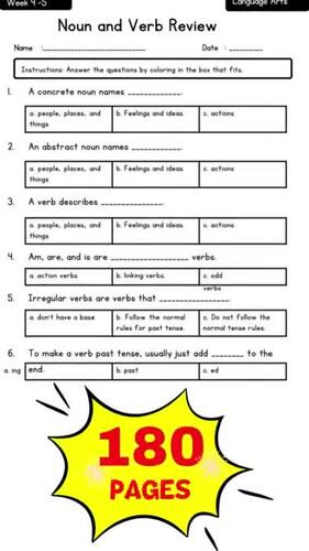 Morning Work 2nd Grade English Language Arts Daily Review Grammar with ...
