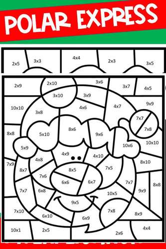 Polar Express Color by Number Code Multiplication Facts Christmas ...