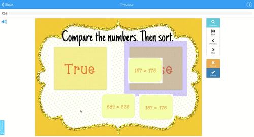 2nd Grade Compare 3 Digit Numbers Card Sort | BOOM Cards | 2.NBT.A4