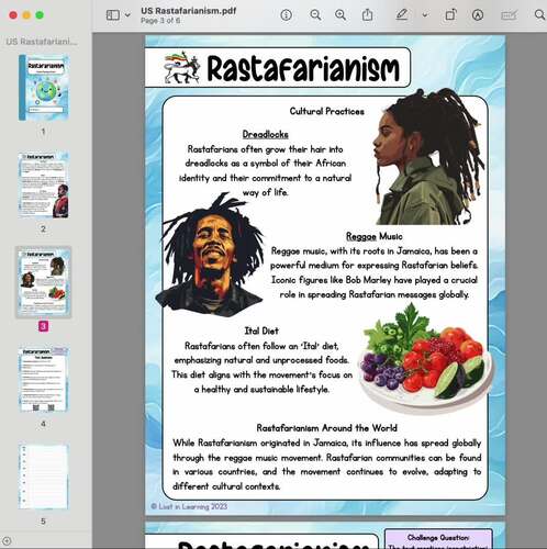 Rastafarianism || World Religions || Guided Reading Comprehension ...