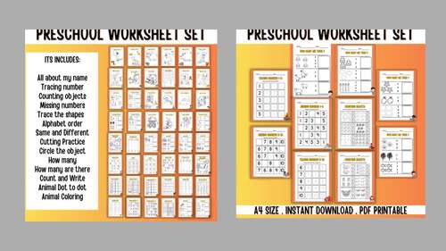 Preschool Printable Activity Bundle | Early Learning Worksheets ...