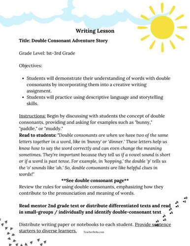 Double Consonant Phonics/Reading/Writing Lesson No Prep - 2nd Grade