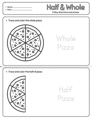 Basic Concepts Activities: Half & Whole Concept No Prep Worksheets ...