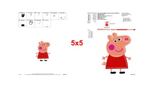 Peppa Pig Fill Machine Embroidery Design - Instant Download by Aneta H