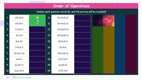 Order of Operations Digital Picture Mystery Reveal Art by Math Mania store