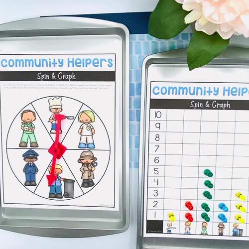 Community Helpers Spin & Graph Math Activity by Turner Tots | TPT