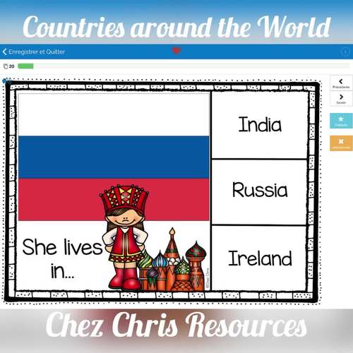 Boom Cards : 20 countries around the world : look and select the right ...