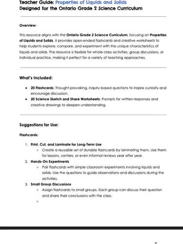Properties of Liquids & Solids: Grade 2 Ontario Science Flashcards ...