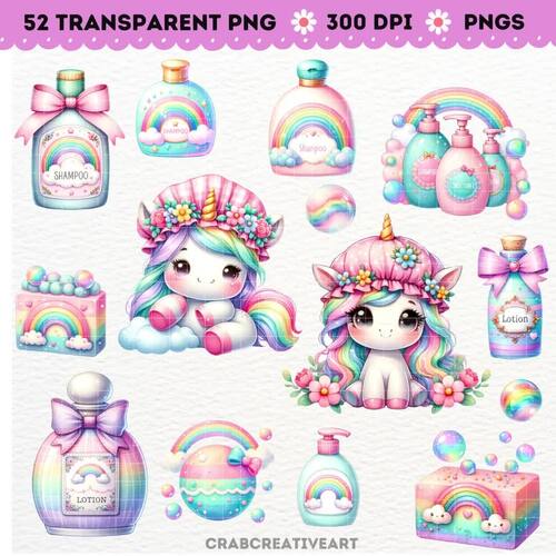 Rainbow Unicorn with Bubble Clipart, Rainbow Unicorn PNG, Unicorn ...