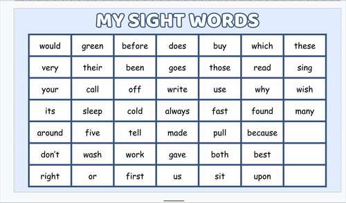 Second Grade Dolch Sight Words | Digital Flashcards | No Prep Google Slides