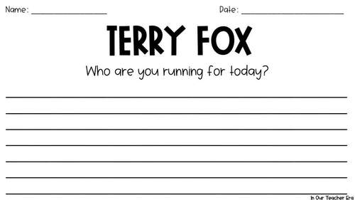 Terry Fox Writing Activities by In Our Teacher Era | TPT