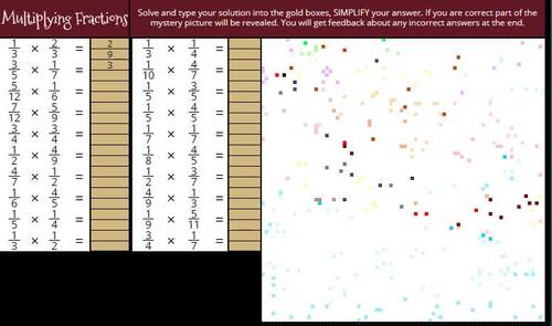 Multiplying Fractions by Fractions Christmas Math Pixel Art Mystery ...