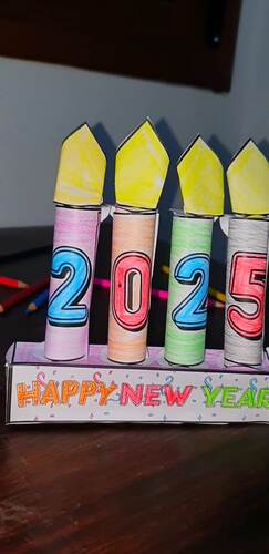 Happy New Year 2025 - Craft 2025 Candles- Activity Coloring,Cut,Glue.
