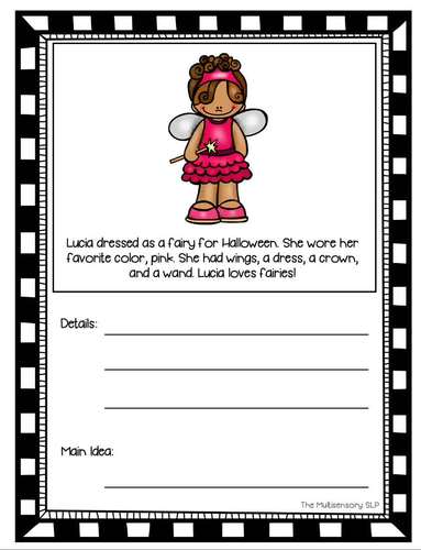 Halloween Main Idea and Details Work Packet by The Multisensory SLP