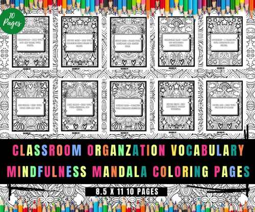 Classroom Organization Vocabulary, Bulletin Board, Printable Coloring ...