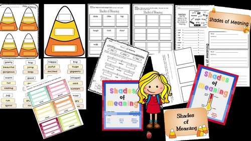Shades of Meaning Worksheets, Posters, and Activities | TPT