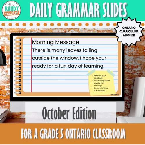 Grade 5 October Daily Grammar Slides | Ontario Language Curriculum 2023