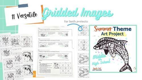 Easy Line Drawing Summer Themed Art Project Lesson Bundle for Middle or ...