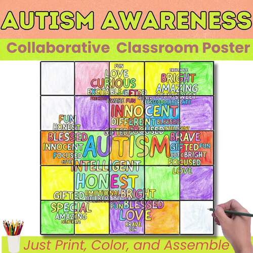 Autism Awareness Month Collaborative Poster | Special Ed Bulletin Board