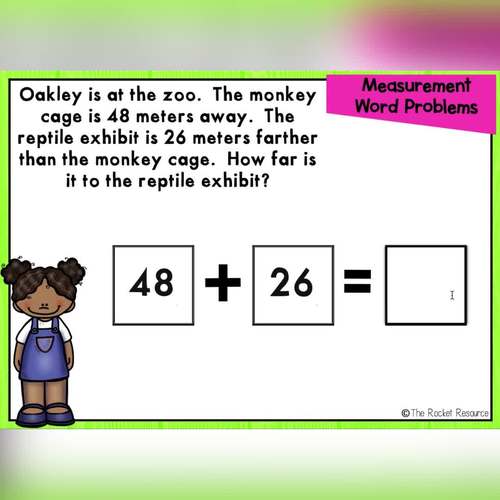 Measurement Word Problems BOOM™ Cards | 2.MD.5 by The Rocket Resource