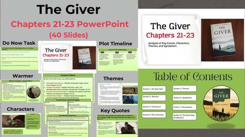 The Giver by Lois Lowry Chapters 21-23 PowerPoint (PPT) Summary and ...