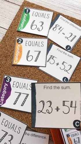 2nd Grade Math Centers Add & Subtract within 100 Math Task Cards 2.NBT.5