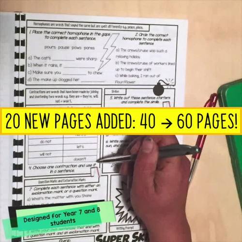 Writing Skills BUNDLE Activities, Posters and Task Cards Year 7 and 8