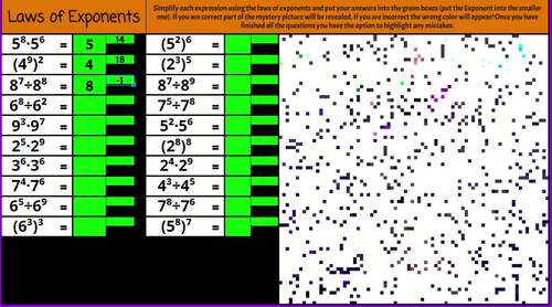 Laws of Exponents Halloween Math Pixel Art | Exponent Rules | TPT