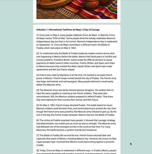 Cinco de Mayo Paired Passage | Informational + Poem | Google Forms ...