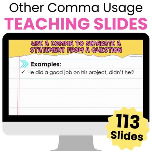 Comma Usage - 5th Grade Grammar Teaching Slides by Jennifer Findley