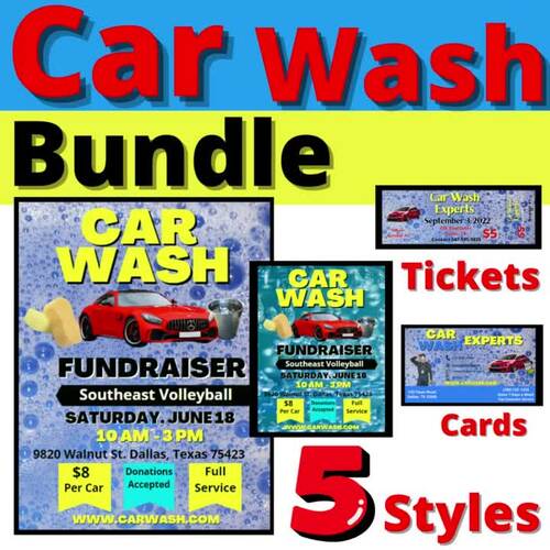 Car Wash Flyer Resource Fundraiser Editable Tickets Cards by ...