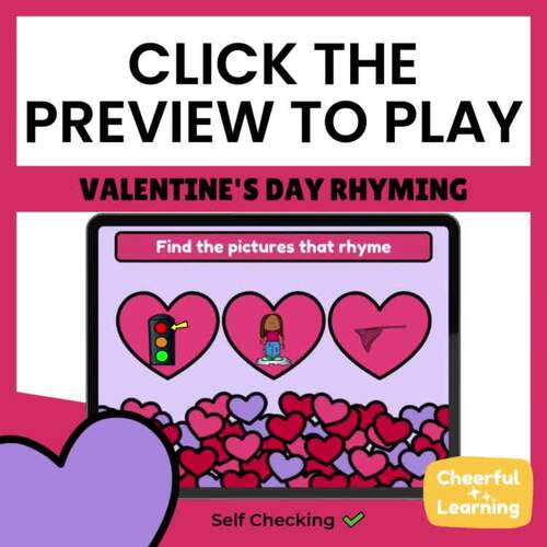 Valentine's Day CVC Rhyming Boom Cards by Cheerful Learning Co. | TPT