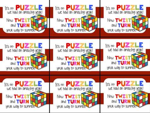 Rubik's Cube (Speed Cube) End of Year Gift Tag by Highs and Lows of a ...
