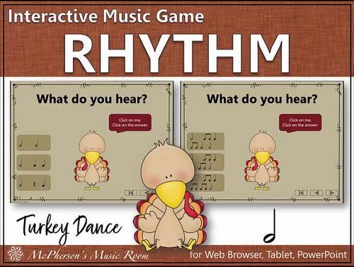 Thanksgiving Music Half Notes Interactive Rhythm Game {Turkey Dance}